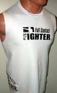 Sleeveless T w/ FCF Bold Logo – White | Full Contact Fighter